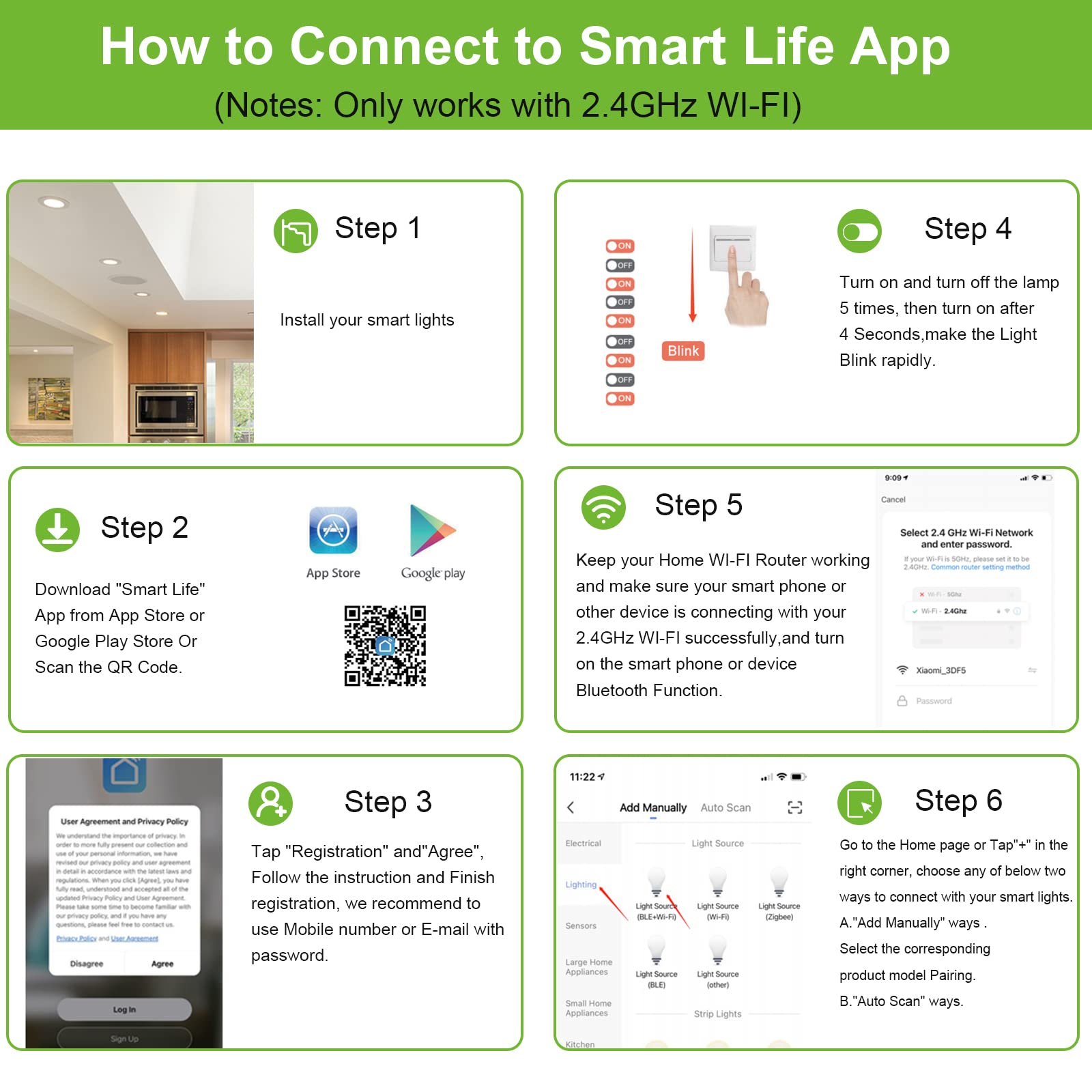 5/6 inch Smart Wi-Fi LED Recessed Downlight, RGBW Color Changing ...