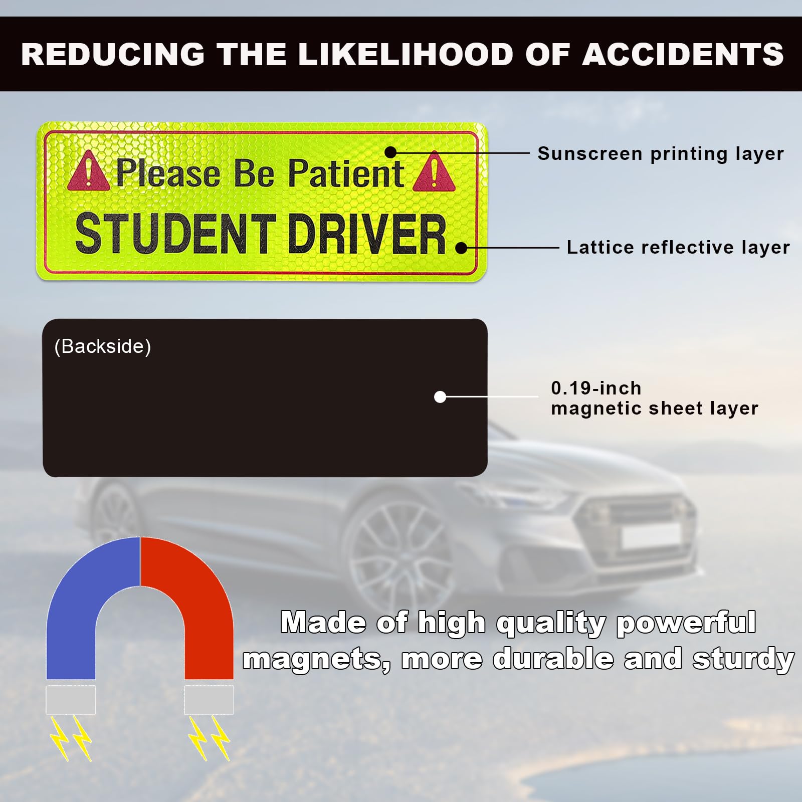 Snapklik.com : KVAEY 2 PCS New Driver Magnet For Car, Highly Reflective ...