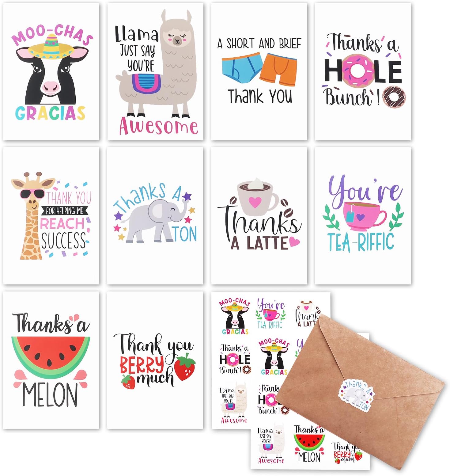 Amazon.com : Vnaaem 40 Pack Funny Thank You Cards with Envelopes ...