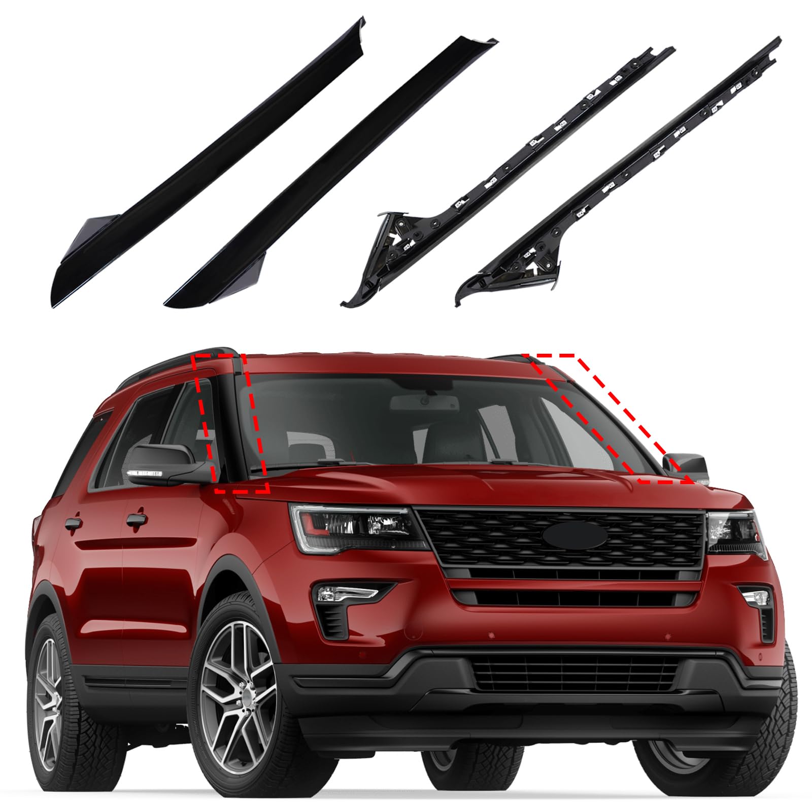 POSENG Left& Right Front Windshield A-Pillar Molding Trim Compatible ...