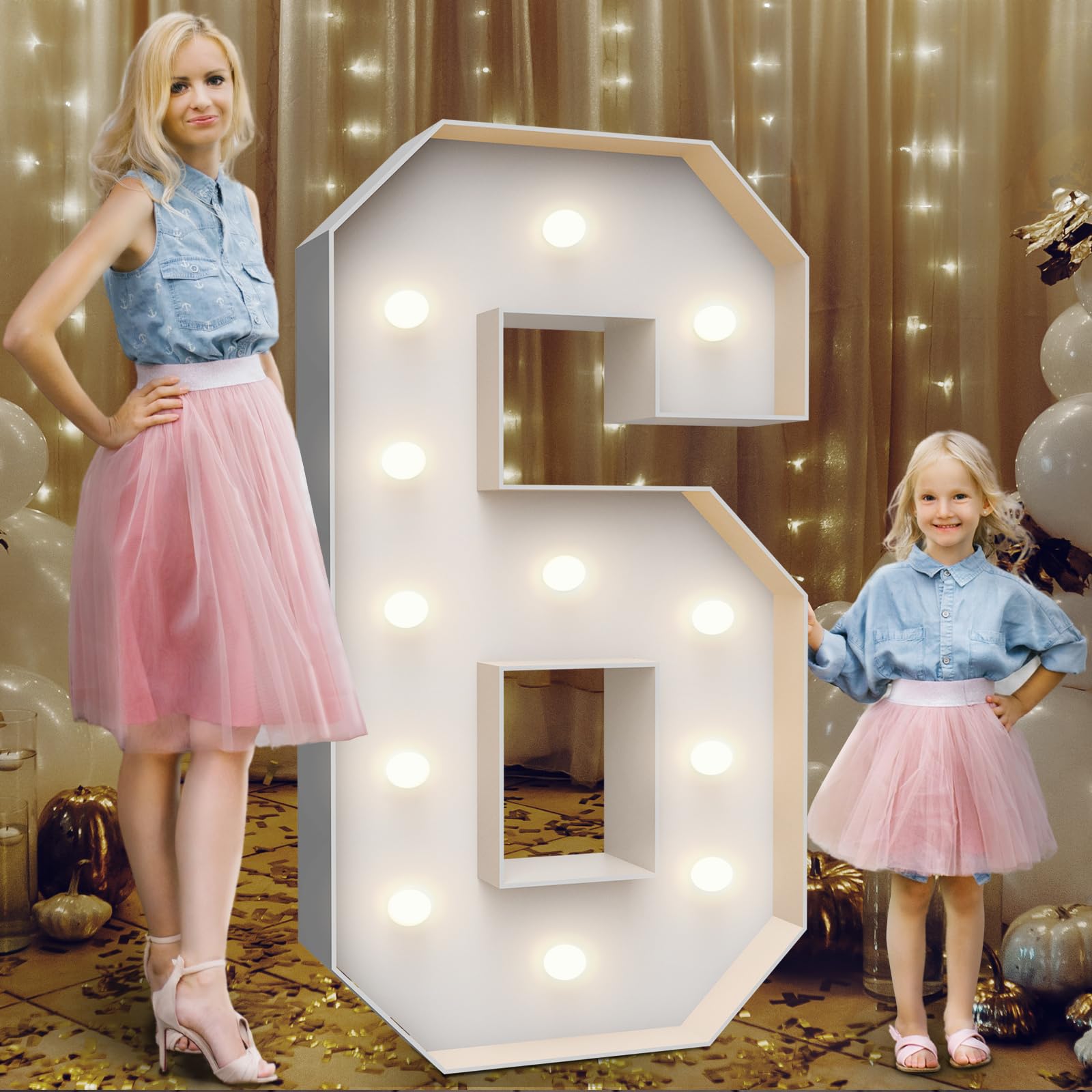 Amazon.com: Teebloom 4FT Marquee Light Up Numbers 6,Party Decoration ...