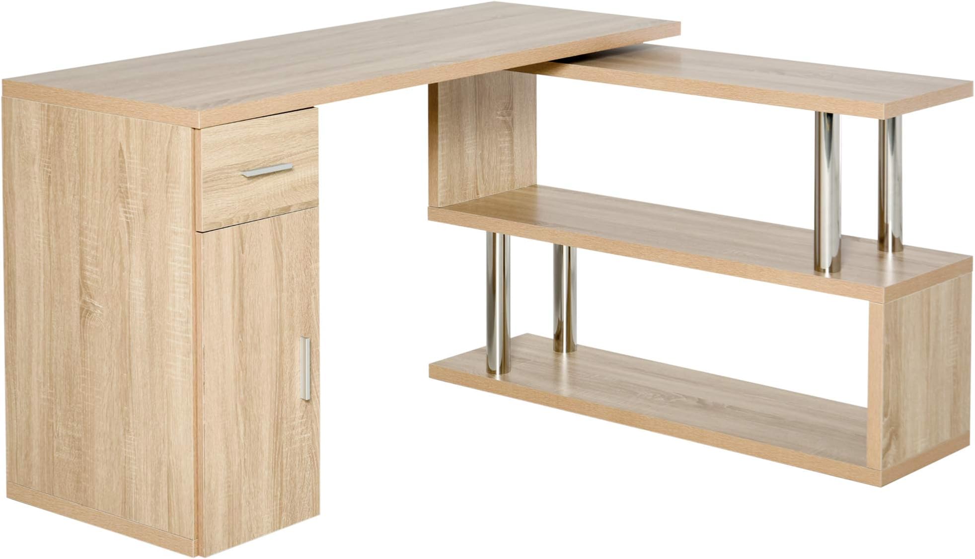 Amazon.com: HOMBCK White L Shaped Desk with Drawers Shelves, Large ...