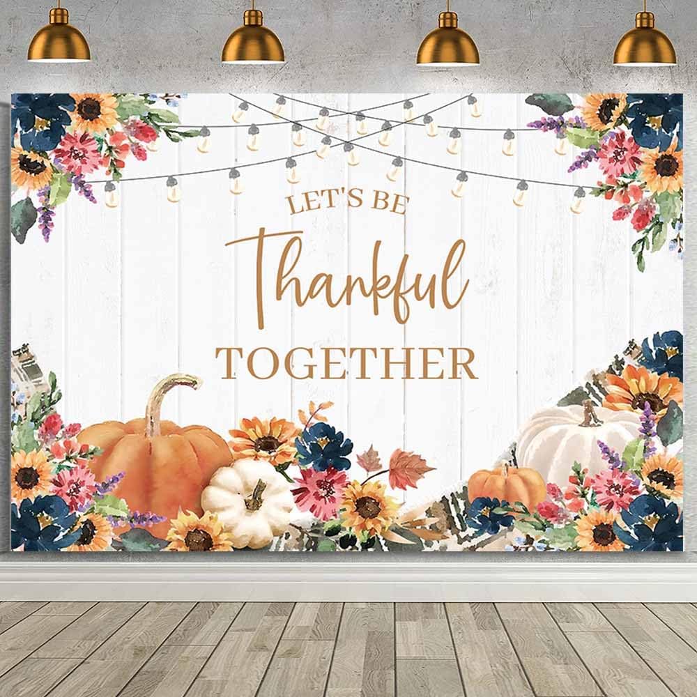Amazon.com : MEHOFOND 8x6ft Happy Thanksgiving Backdrop Let's be ...