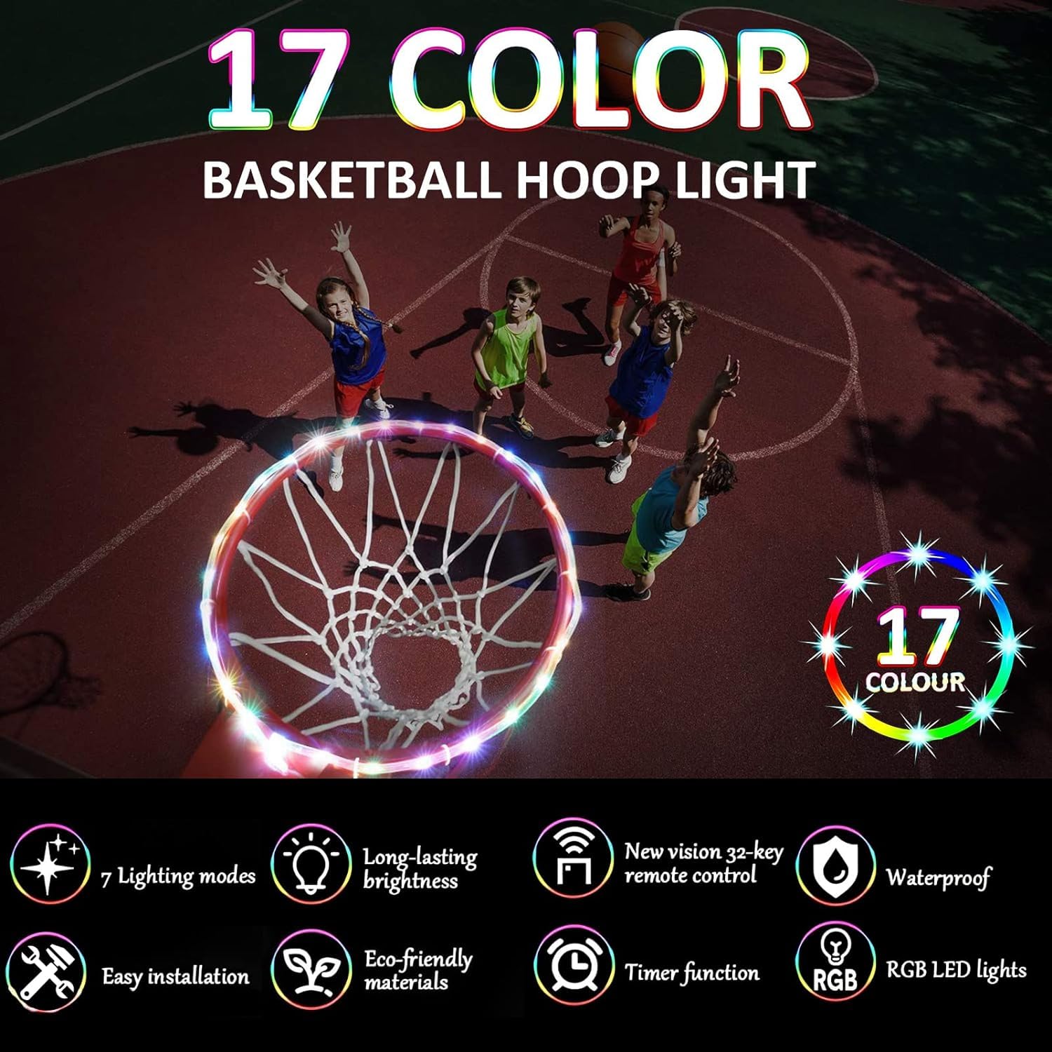 Snapklik.com : LED Basketball Hoop Light Remote Control Basketball Rim ...