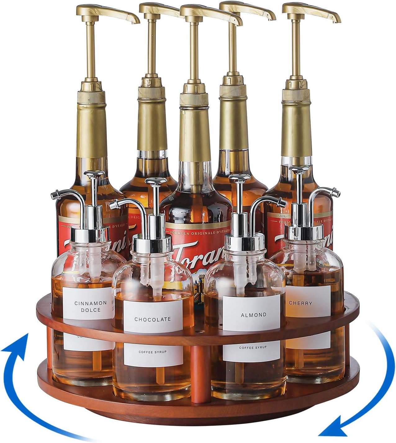 Amazon.com - Rotating Coffee Syrup Organizer 9 Bottles Coffee Syrup ...