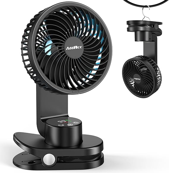Amazon.com: AddAcc Small Desk Fan, Rechargeable Clip On Fan with ...