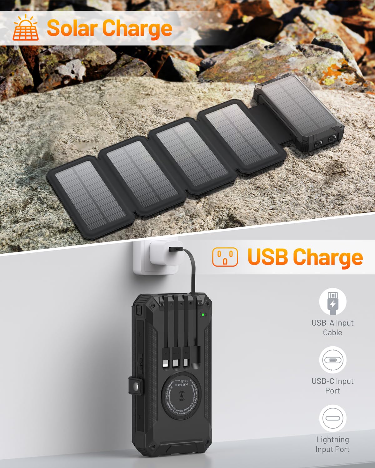 Snapklik.com : GOODaaa Solar Charger Power Bank, Portable Wireless ...