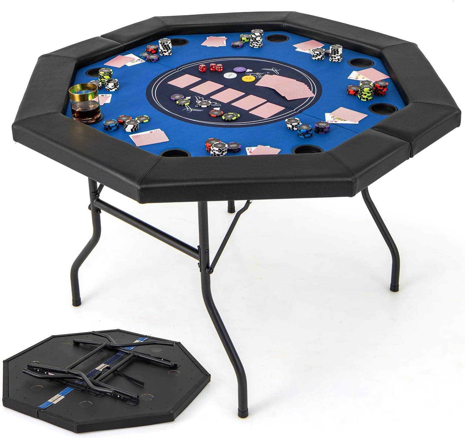 Amazon.com: RAYKEEP 71 Inch Poker Table Foldable, 8 Player Folding ...