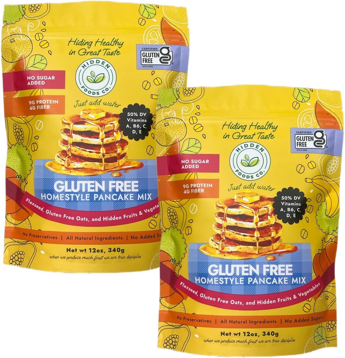 Amazon.com : Hidden Foods Homestyle Gluten Free Protein Pancake Mix ...
