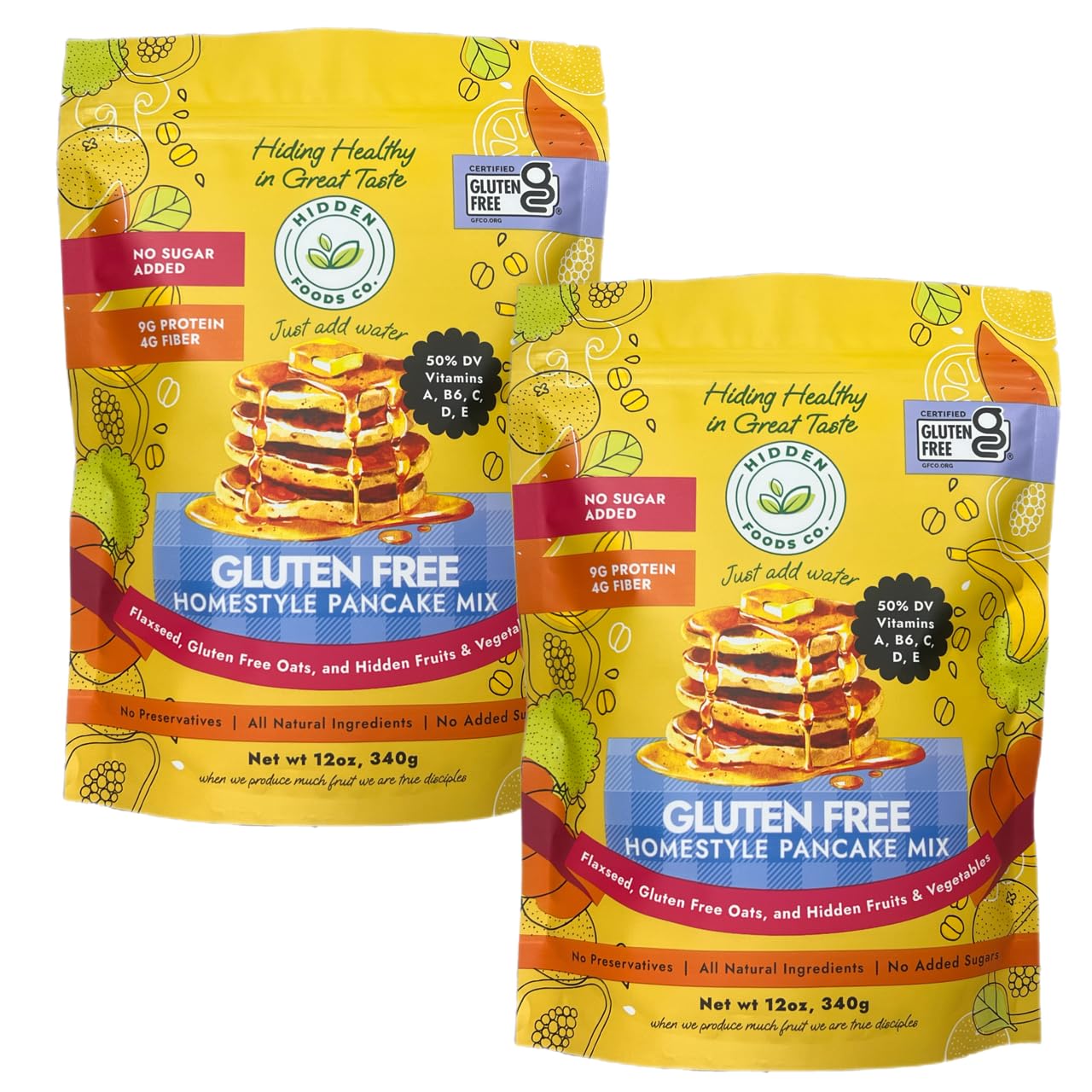 Amazon.com : Hidden Foods Homestyle Gluten Free Protein Pancake Mix ...