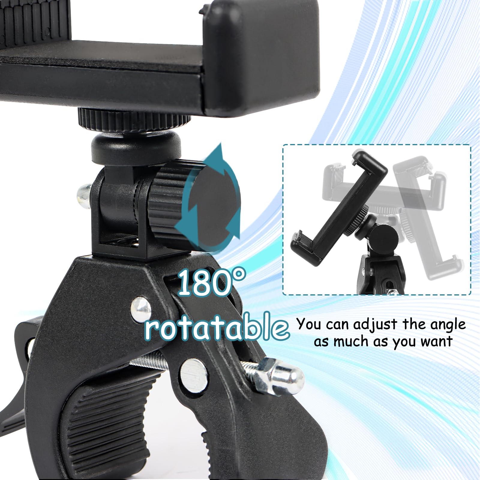 Mic Stand Phone Holder, Microphone Arm Mount Clamp with 360 Rotation ...