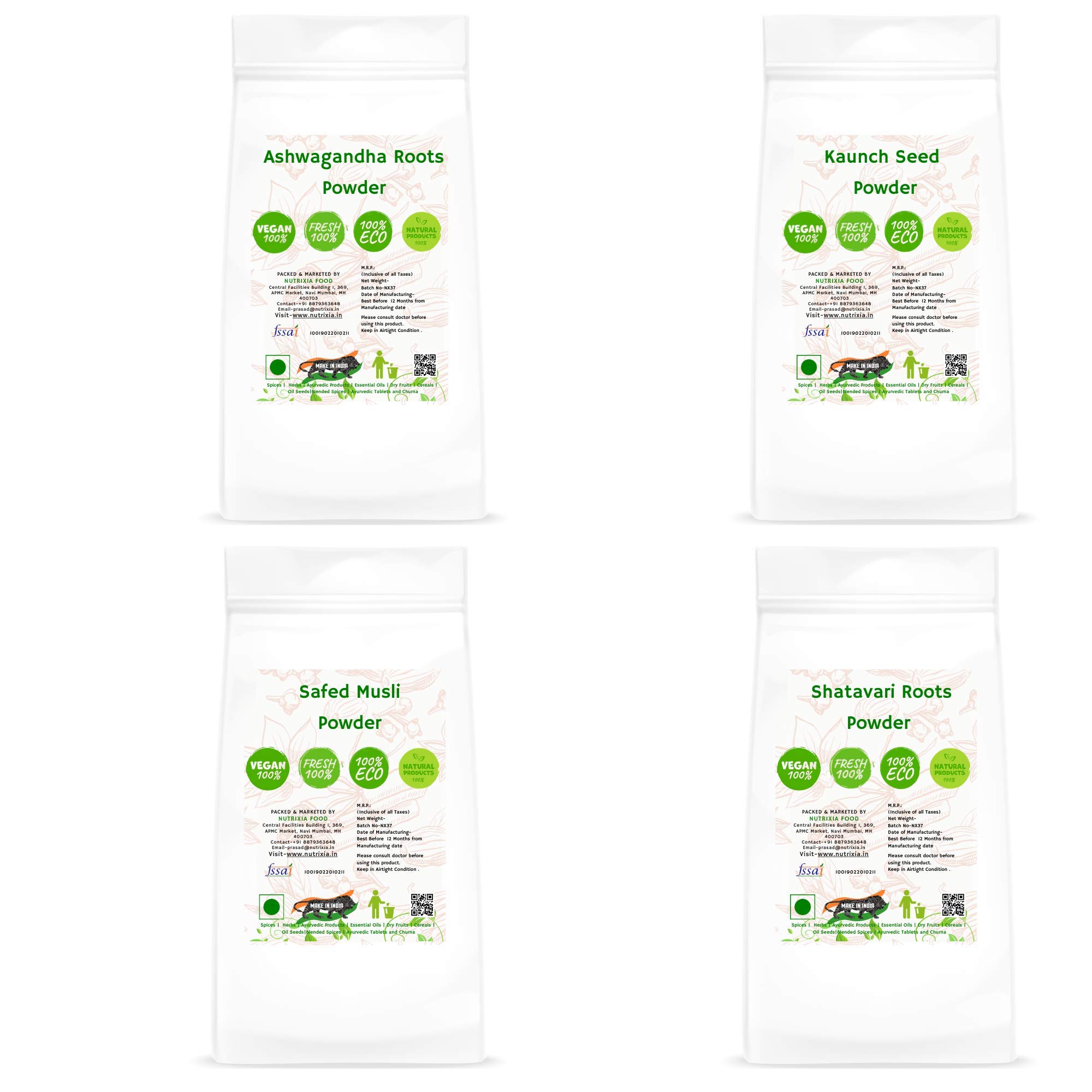 Buy Safed Musli Powder- Ashwagandha Roots Powder - Kaunch Powder ...