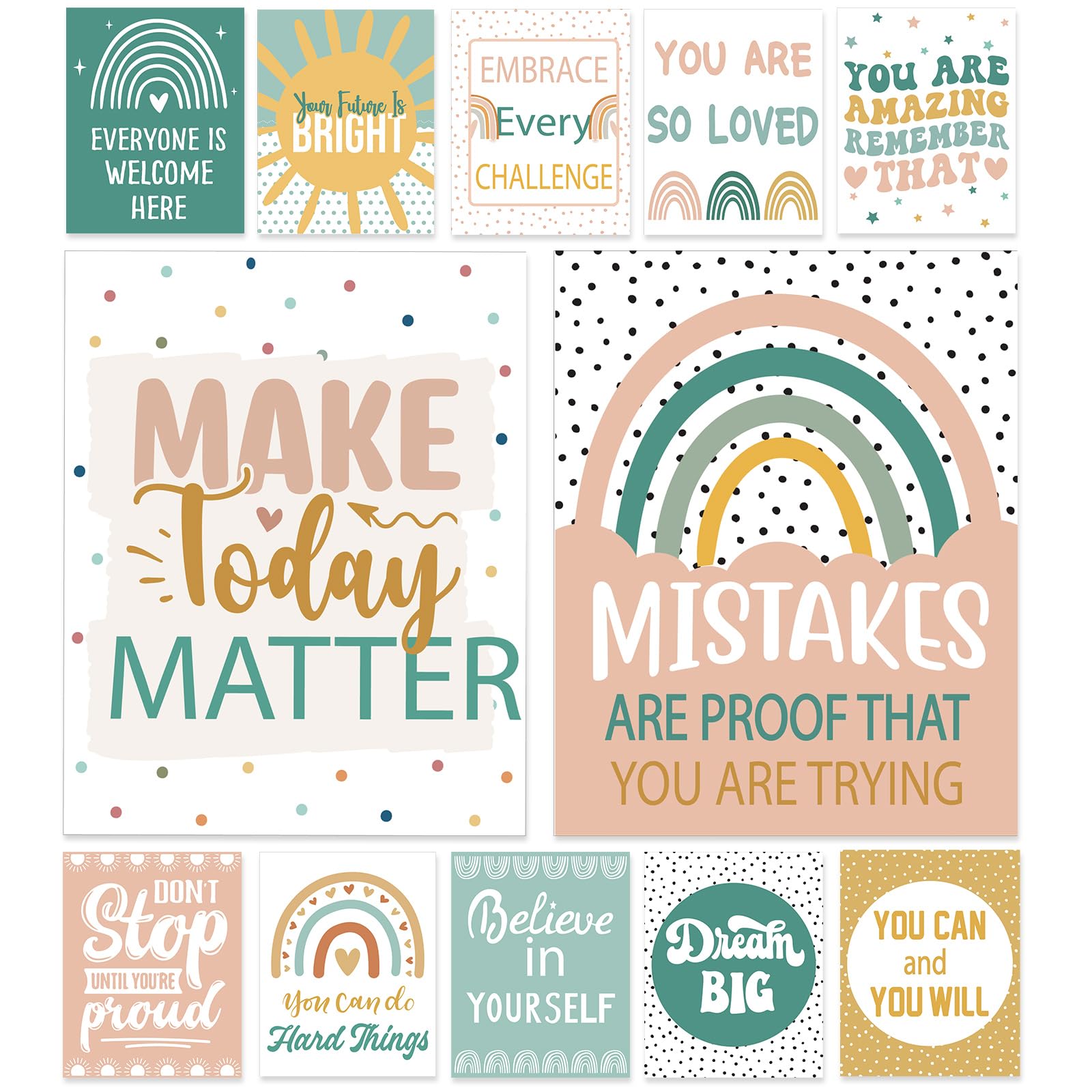 Snapklik.com : 12 Pcs Boho Classroom Posters, Mindset Posters Boho ...