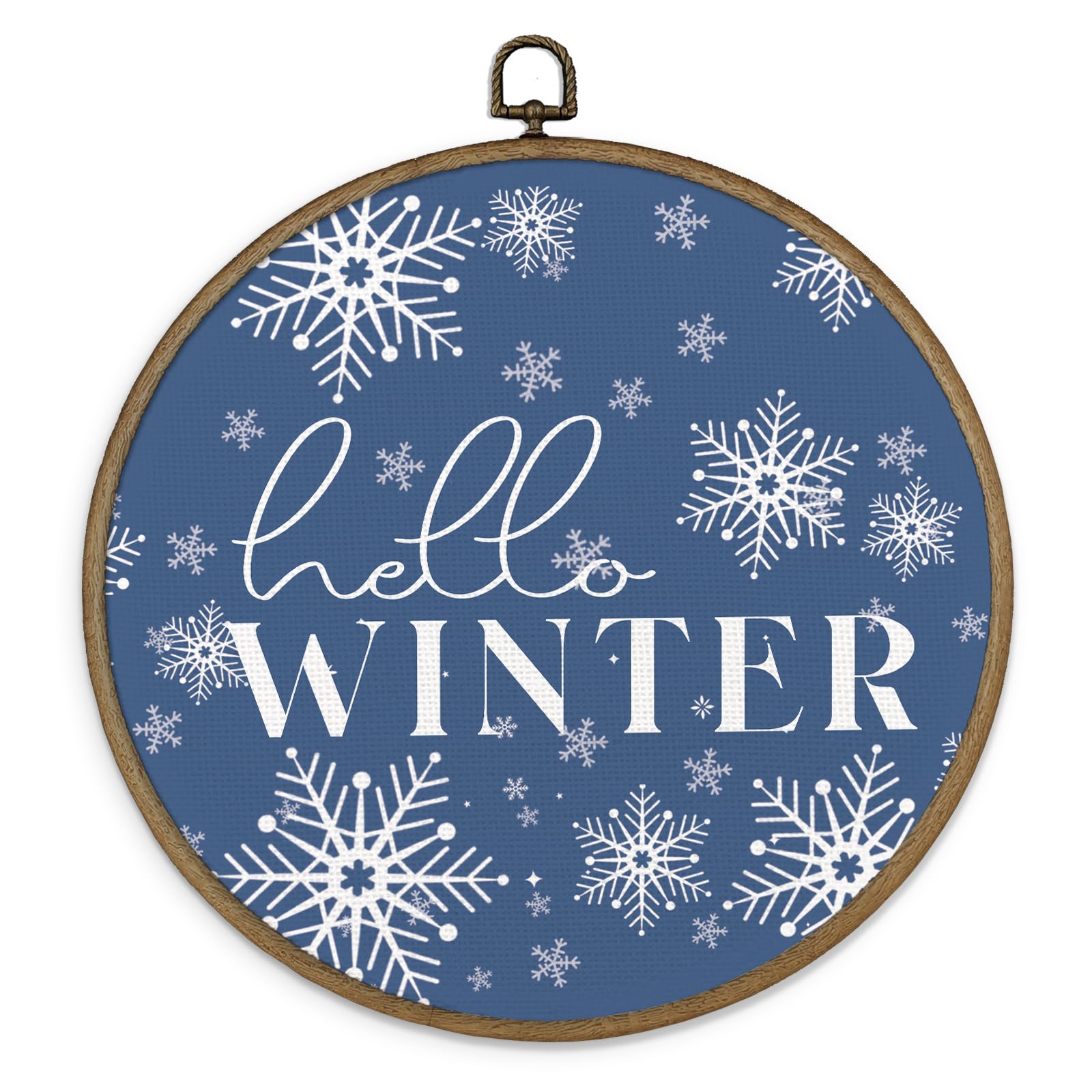 Amazon.com: MAQIKA Hello Winter Christmas Framed Wall Art Decor,Blue ...