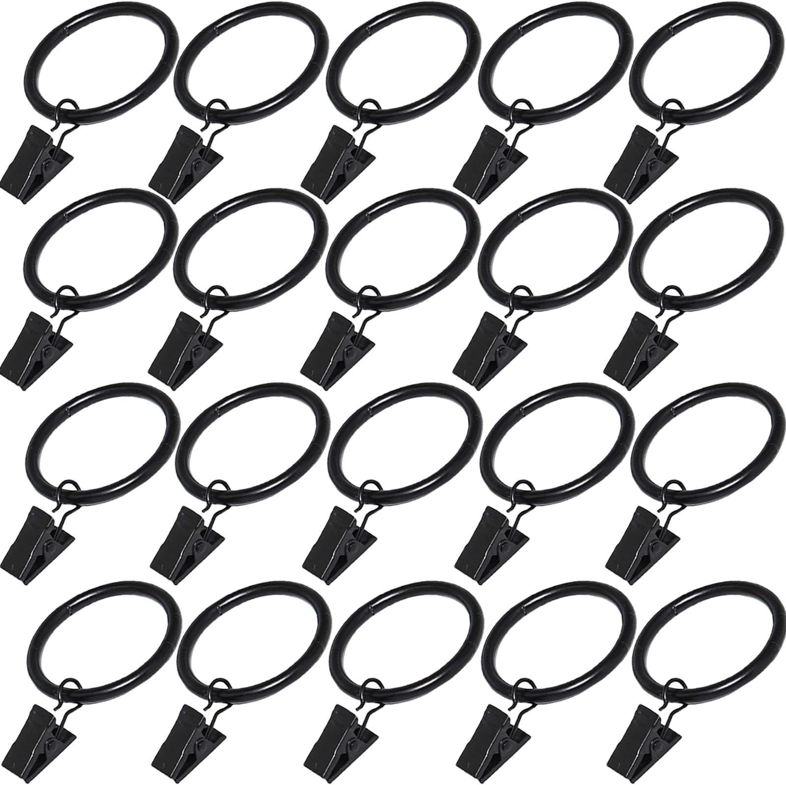 Amazon.com: 20 Pcs Curtain Rings with Clips, Window Clip Rings Curtain ...