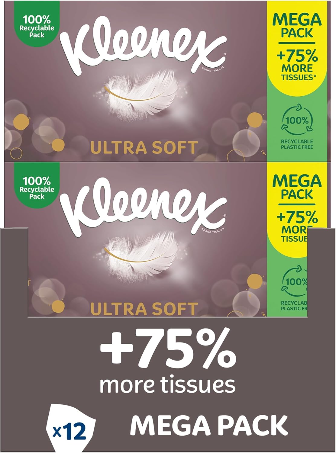 Kleenex Ultra Soft Tissues Mega Pack - 1,344 Sheets (12 Boxes x 112 ...