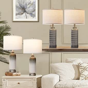 AIEAMPDO Set of 4 Table lamps for Bedroom Bedside, 3-Way Dimmable Touch ...