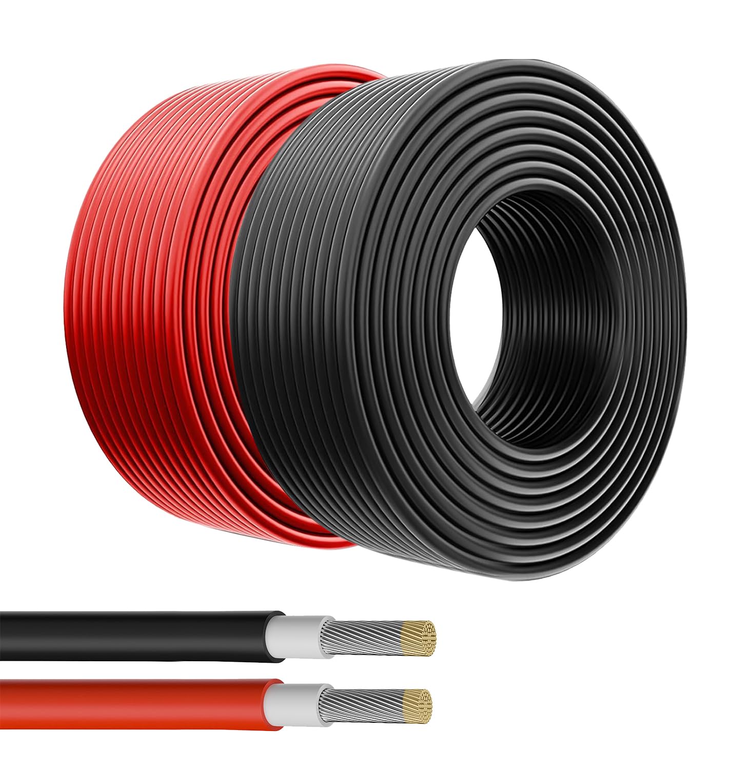 Amazon.com: Solar Panel Wire, 2X 15ft (Black+Red) 10AWG Tinned Copper ...