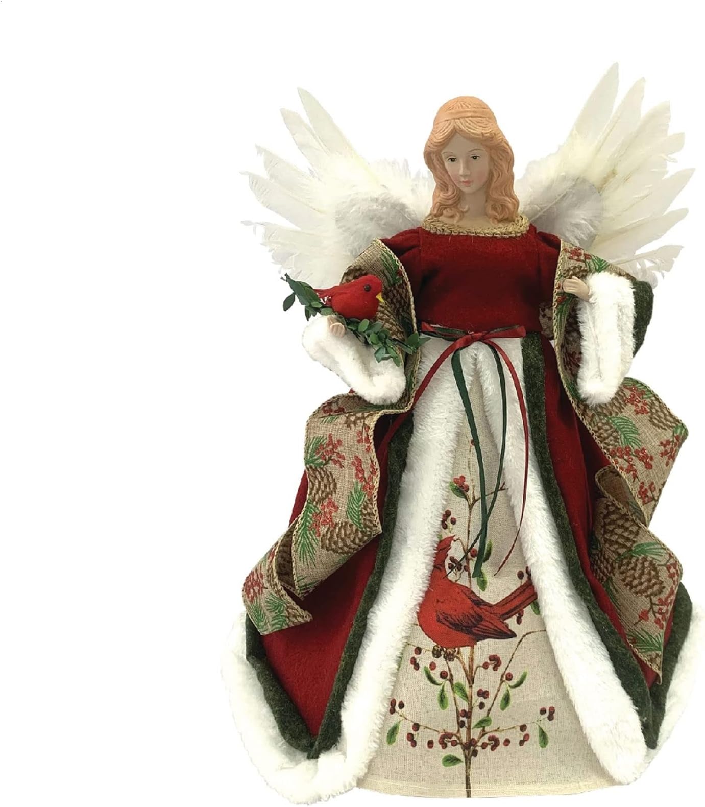 Amazon.com: CC Christmas Decor 16" Cardinal Angel Christmas Tree Topper ...