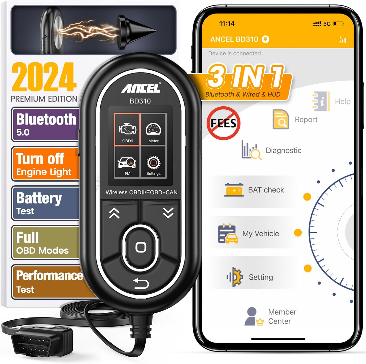 BlueDriver Bluetooth Pro OBD2 Car Scan Tool and Code Reader - Check ...