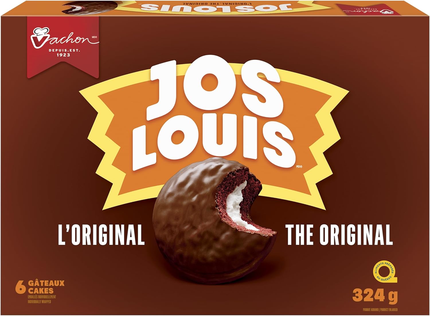 VACHON The Original Jos Louis Cakes with Layers of Sponge Cake, Creamy ...