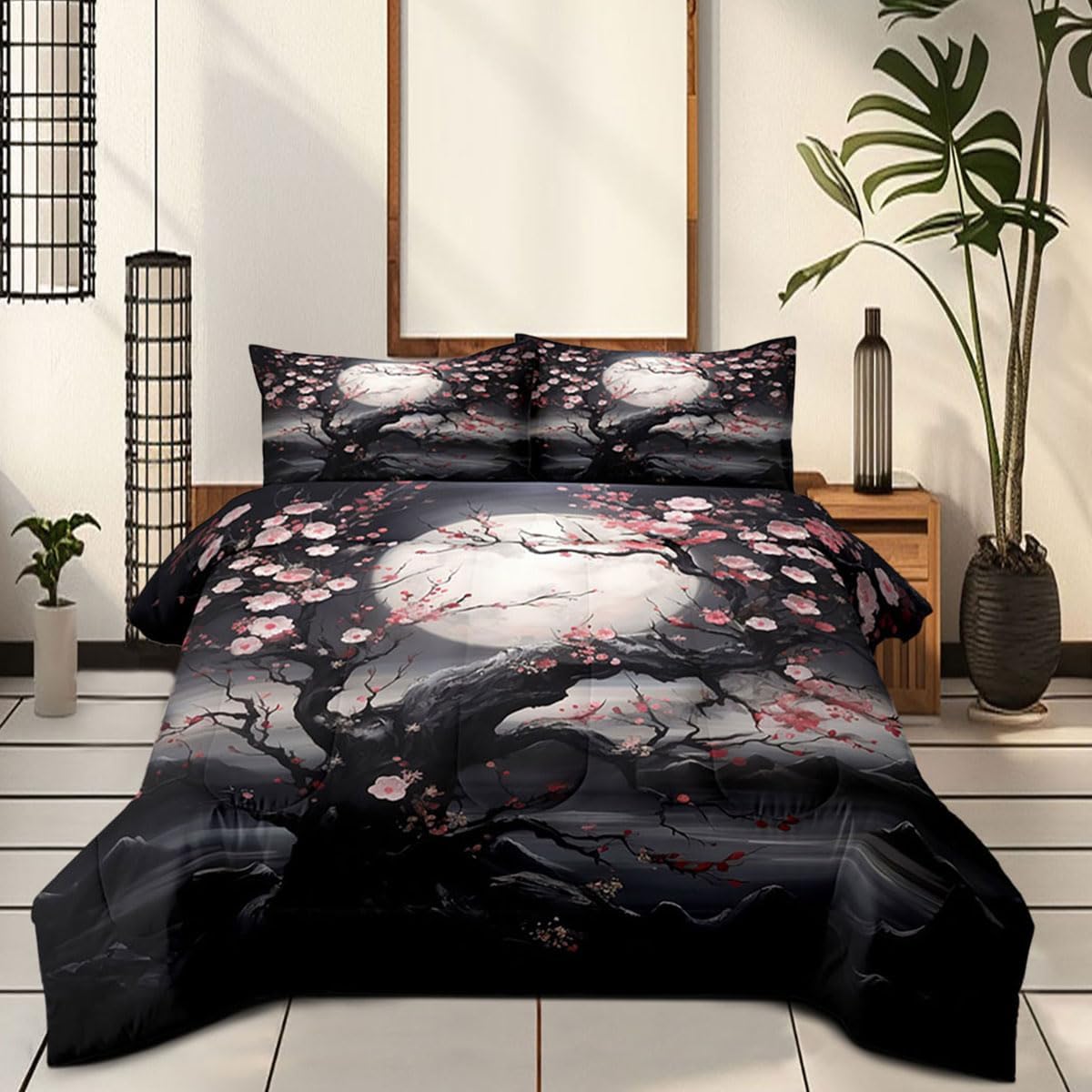 Amazon.com: Erosebridal Japanese Style Bedding Set Cherry Blossoms ...