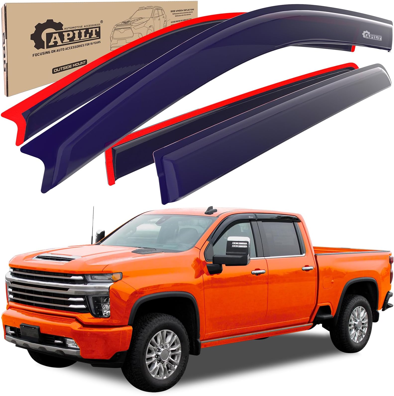 Amazon.com: Extra Durable Window Deflectors Tape-On Window Visors Rain ...