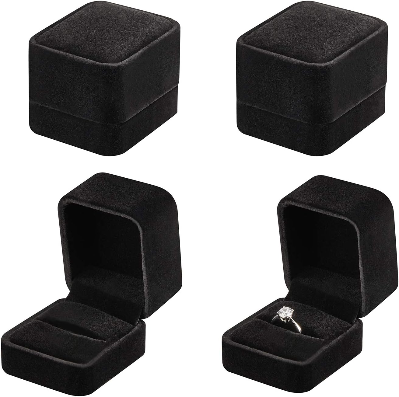 Amazon.com: 2 Pack Velvet Ring Boxes, Earring Pendant Jewelry Case ...