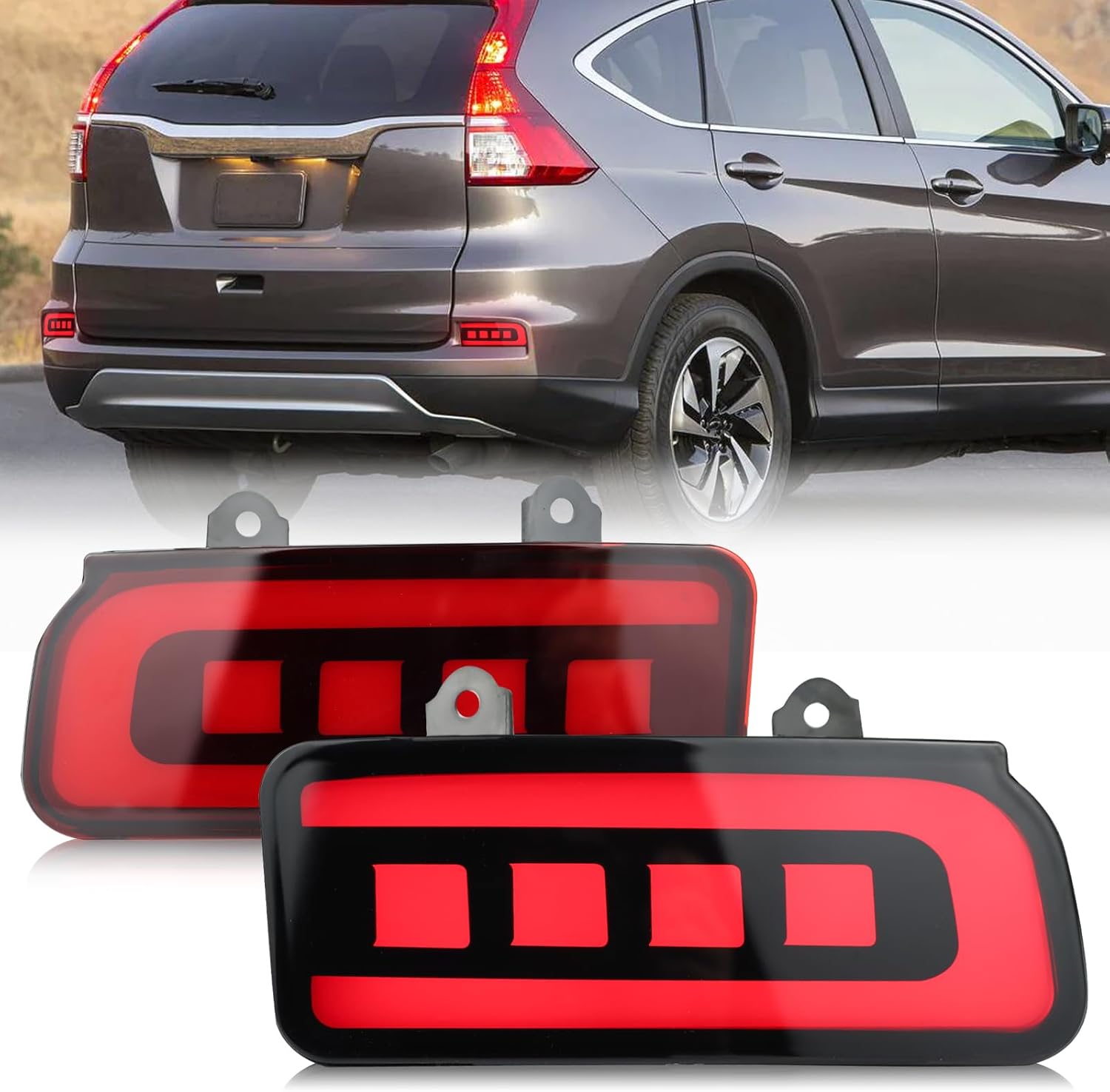 Amazon.com: PGTOPONE Smoked LED Rear Bumper Reflectors Fog Brake Tail ...