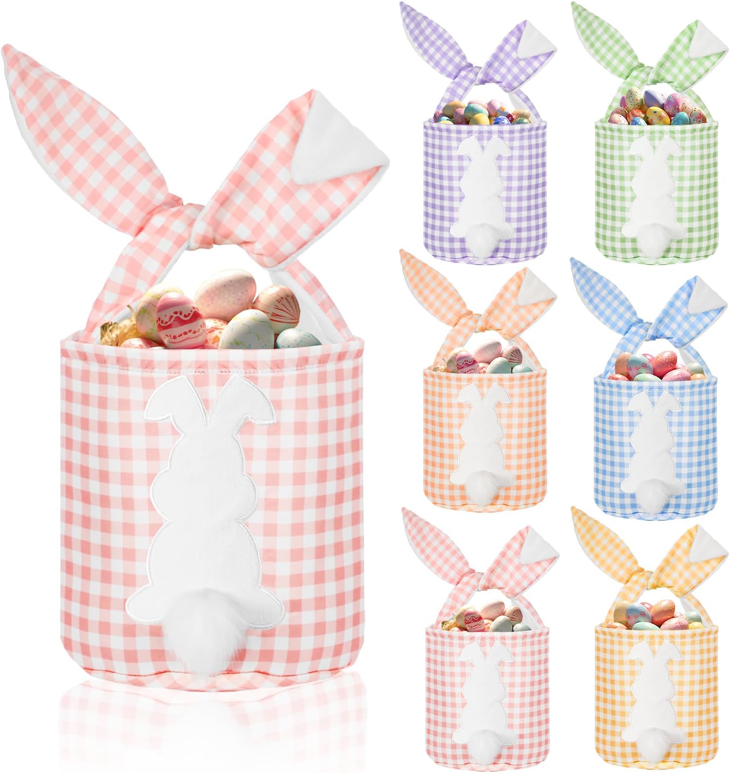 Amazon.com : Cosblank 6 Pcs Easter Bunny Basket Bags Canvas Easter Eggs ...