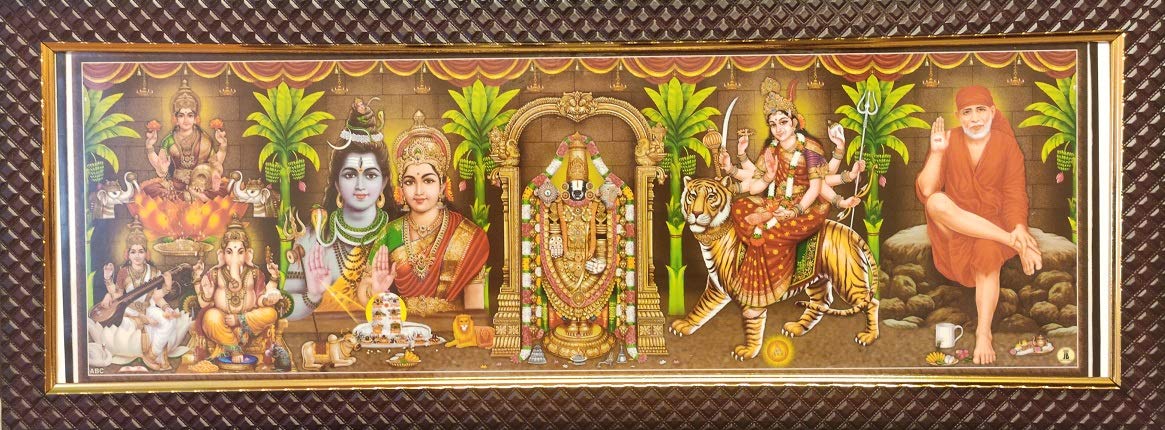 Wood 7 Hills Store Religious Five/5 Hindu God And Goddess In A Photo ...