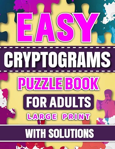 Easy Cryptograms Puzzle Books For Adults: Engaging Large Print Easy ...