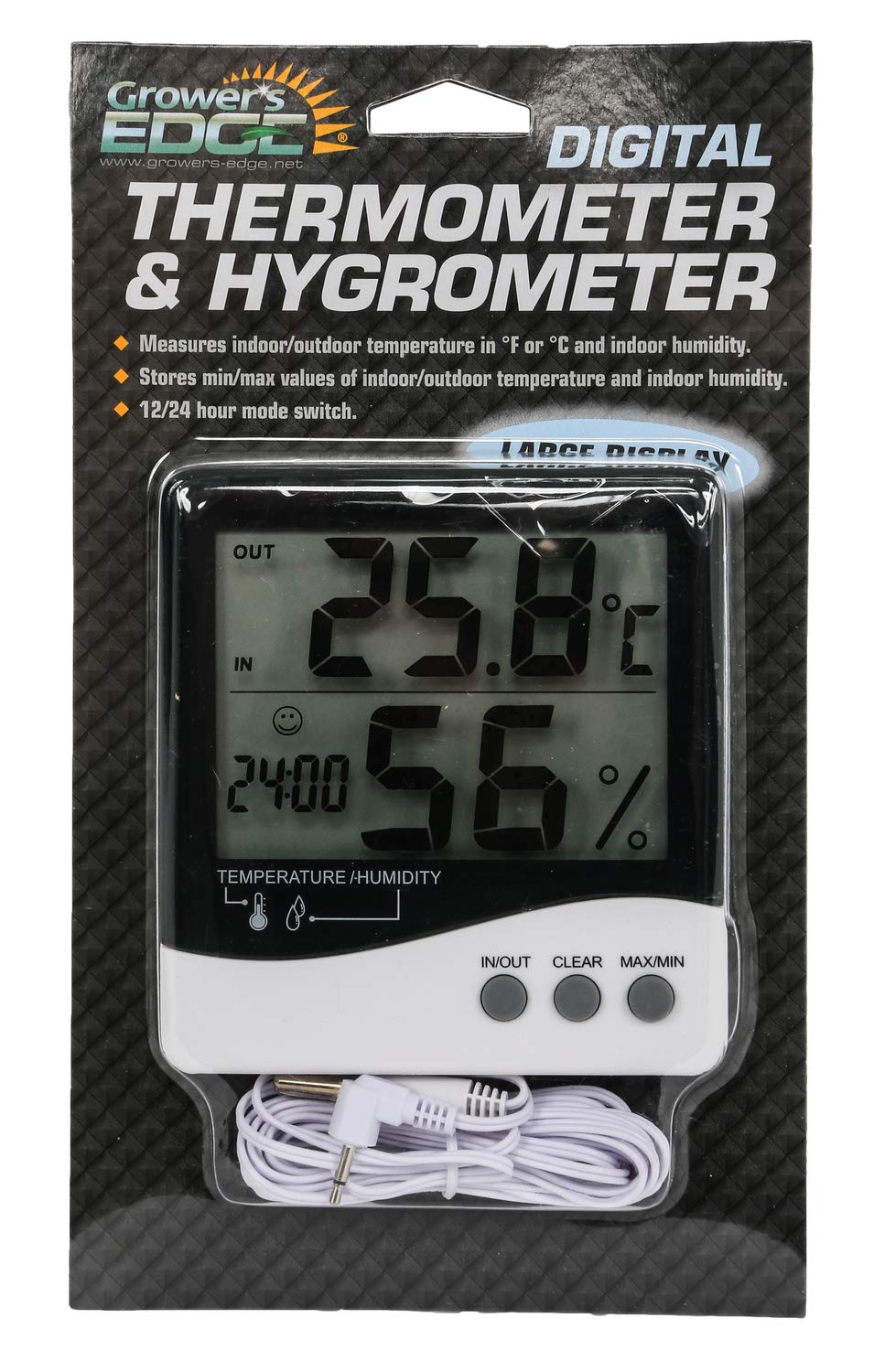 Snapklik.com : Growers Edge Large Display Thermometer/Hygrometer