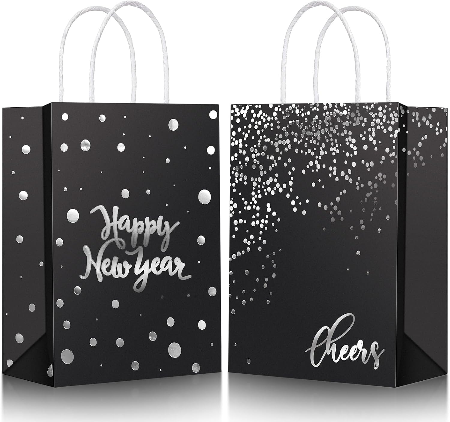 Amazon.com: Zhanmai 36 Pcs Happy New Year Black Gift Bags Bulk with ...