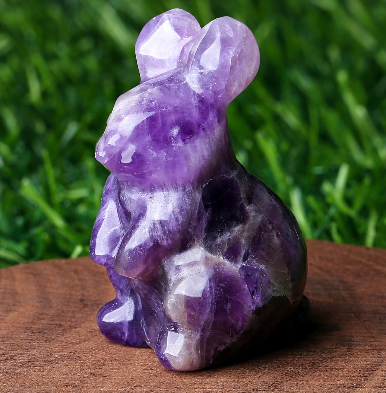 Amazon.com: DUQGUHO Amethyst Bunny Decor Crystals Rabbit Statue Pocket ...