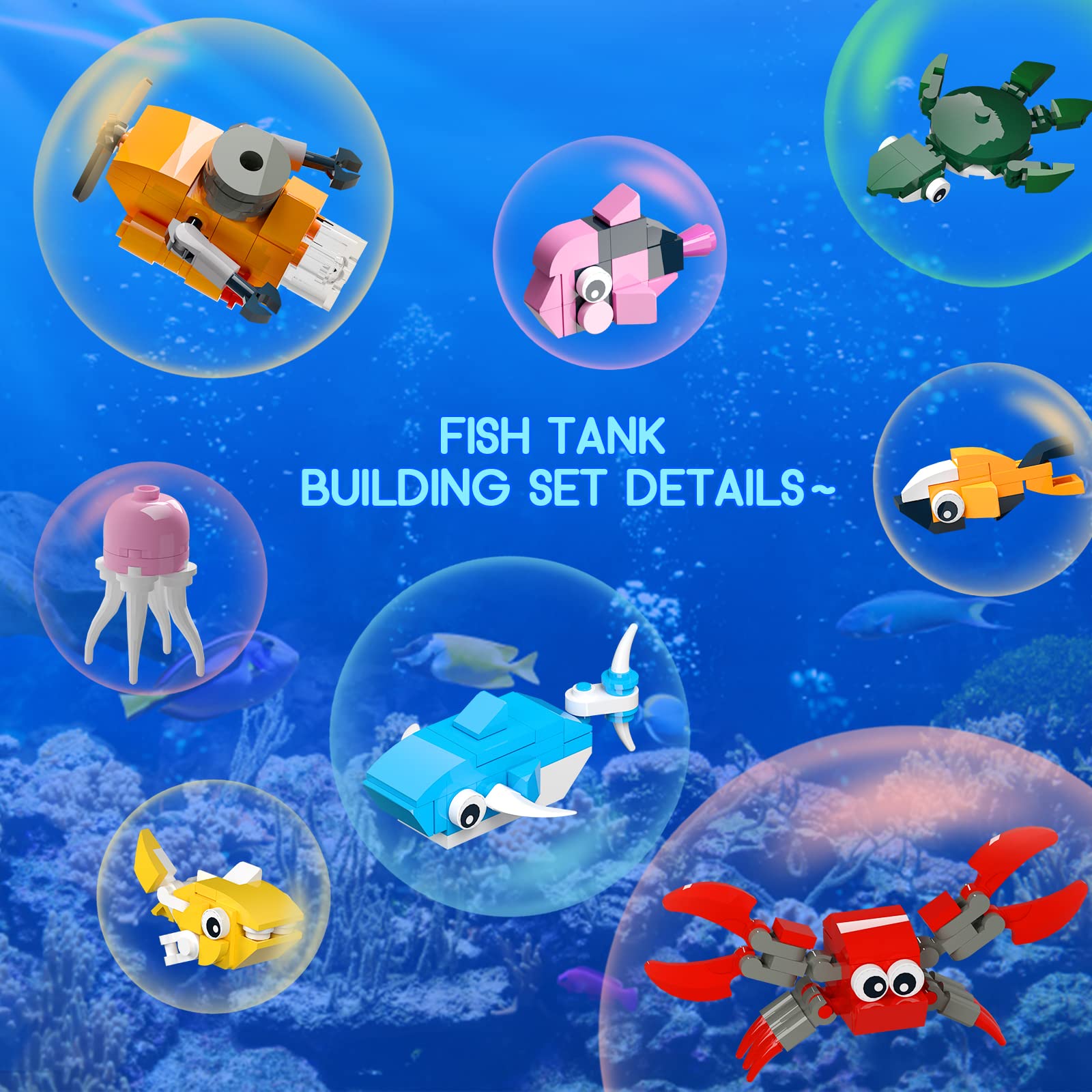 Tenhorses Fish Tank Building Block Set, Lighting Aquarium Sets ...
