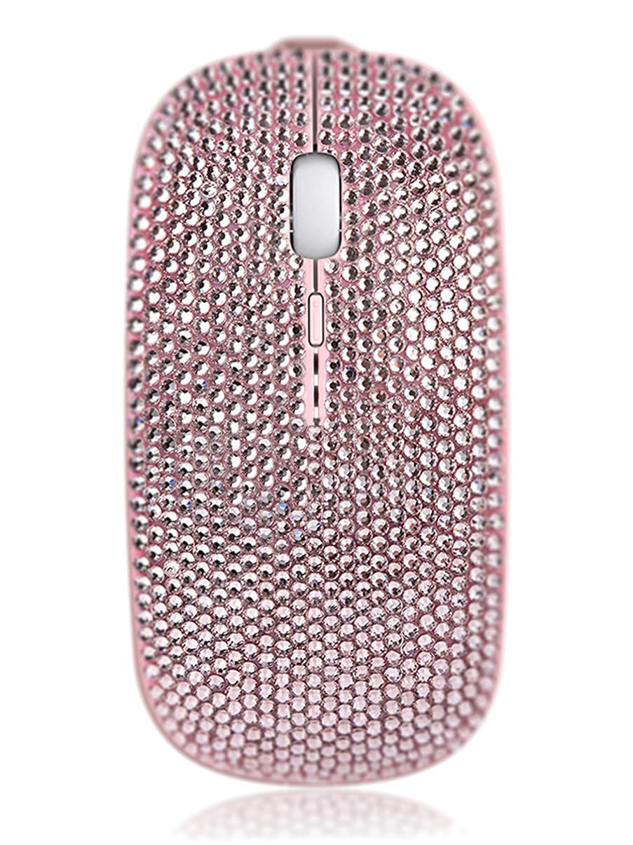 Bling Wireless Mouse for Girls, Pink Rhinestone Coverd Computer Mouse ...