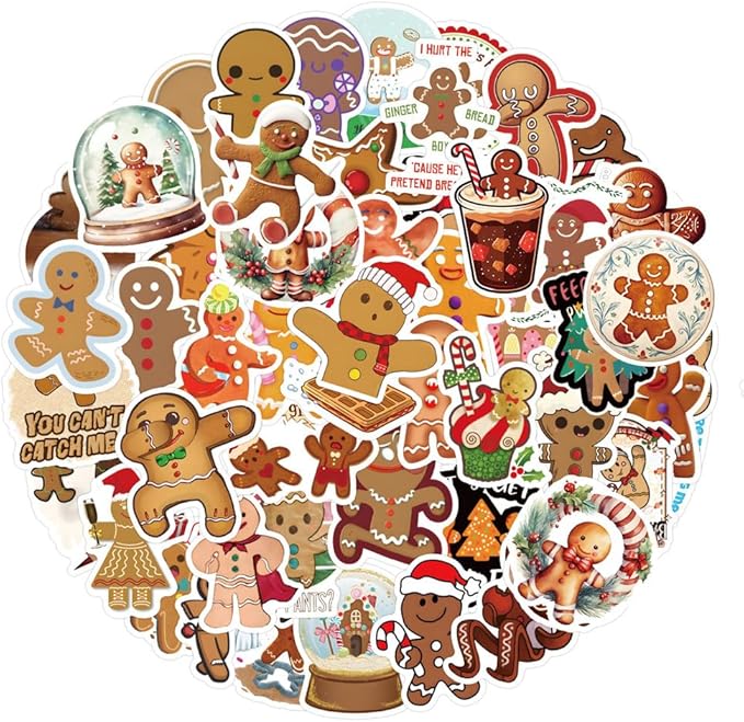 Amazon.com: 100PCS Gingerbread Christmas Stickers,Cute Funny ...