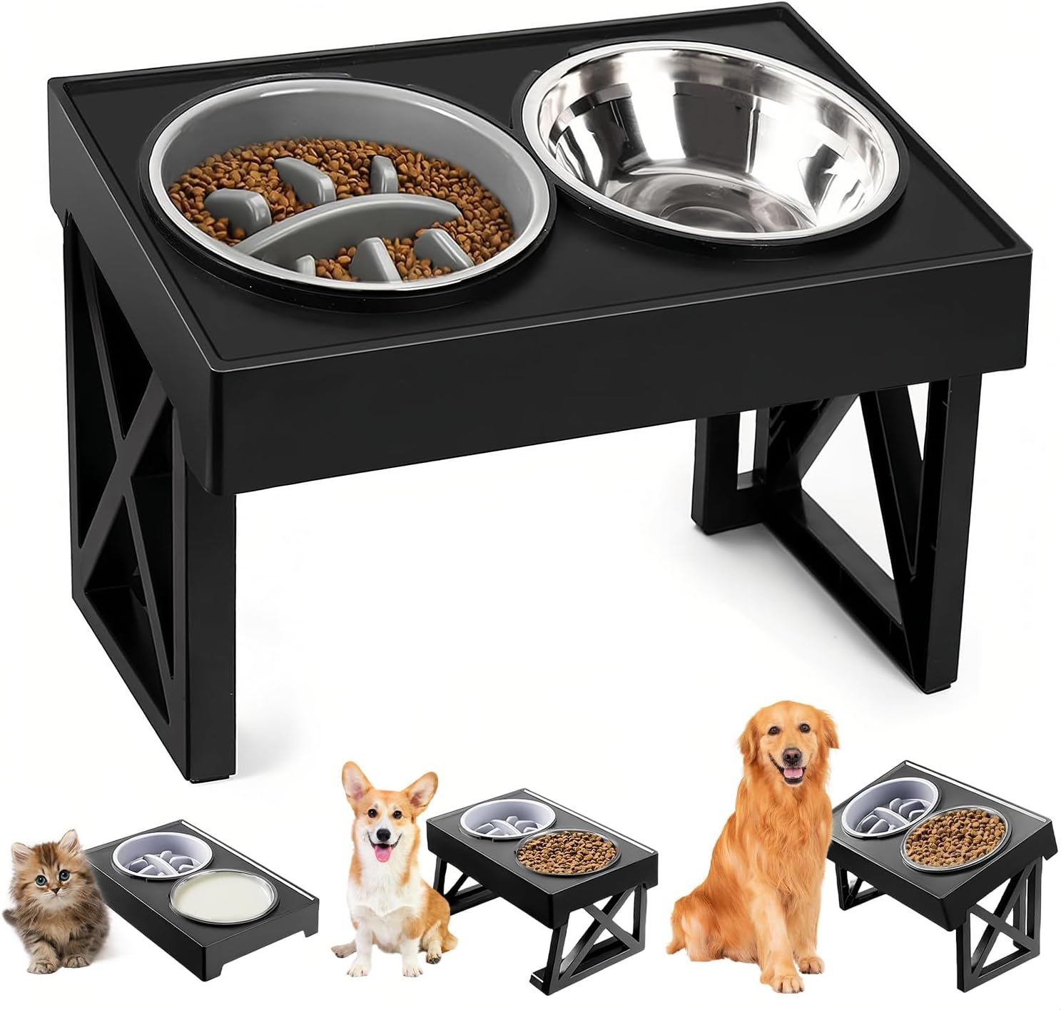 HomeChi Cuencos Elevados para Gatos - Comedero para Gatos Inclinable a ...