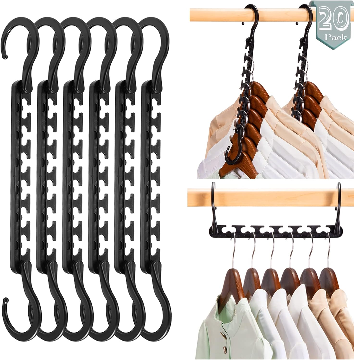 Amazon.com: Smartor Space Saving Hangers - Plastic, 20 Pack Magic ...