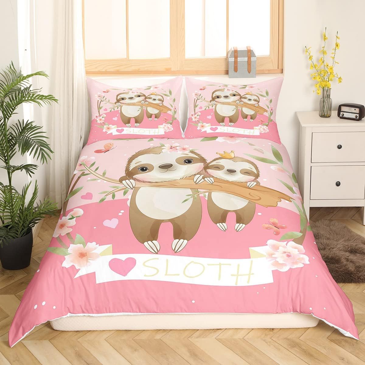 Amazon.com: Feelyou Cute Sloth Comforter Cover Set Cartoon Sloth ...