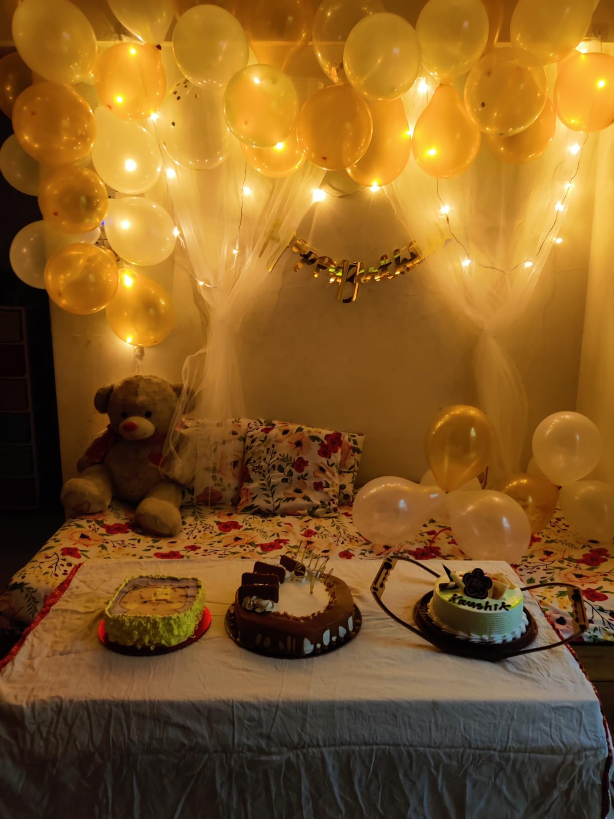 Party Propz White Net Curtain for Decoration with Fairy Lights ...