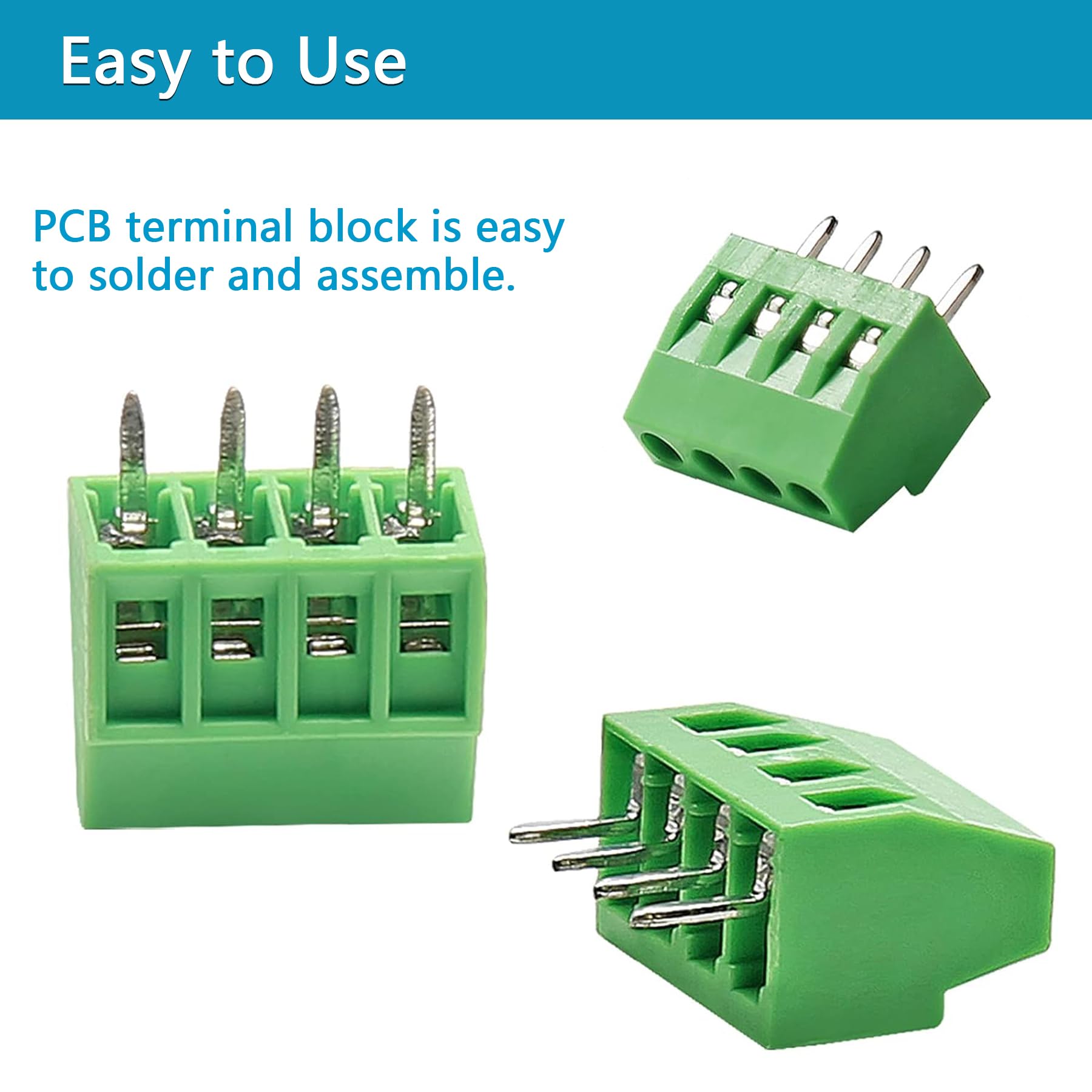 Snapklik.com : 52PCS 2.54mm 0.1" Pitch PCB Mount Screw Terminal Block ...