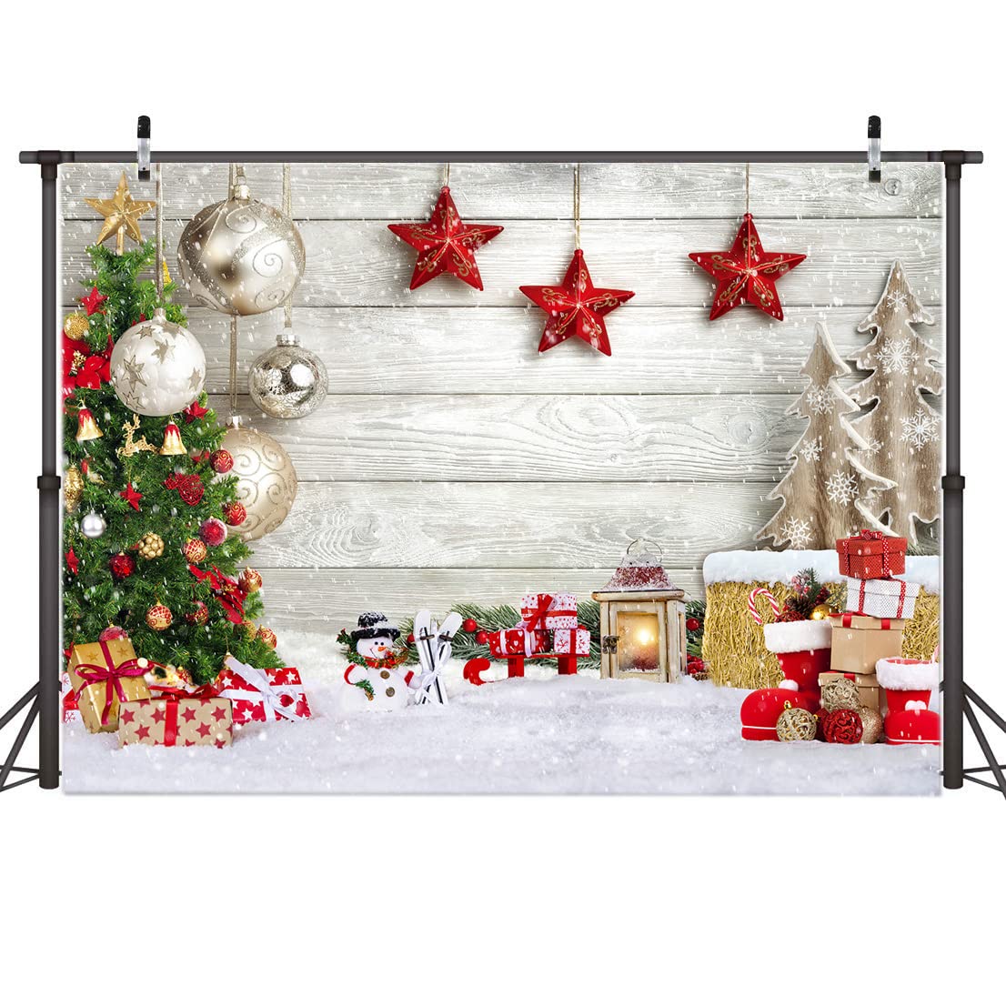 Amazon.com : AIIKES 8X6FT Christmas Backdrop Christmas Tree Gift ...