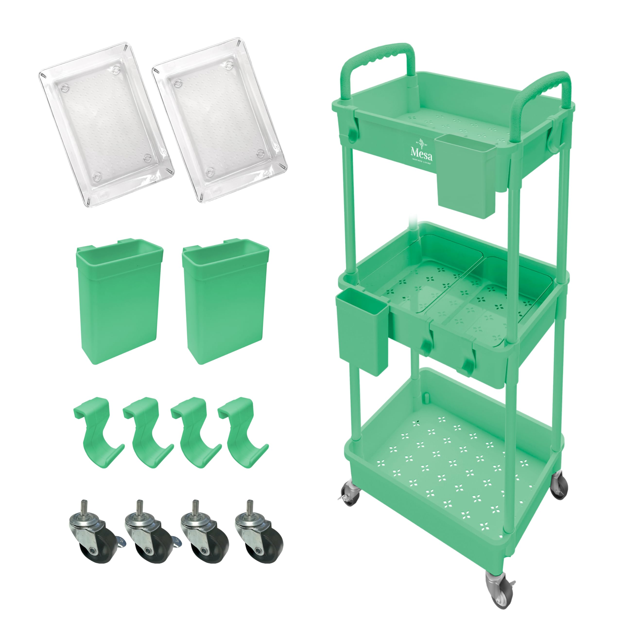 Snapklik.com : Inspired Living 3-Tier Plastic Rolling Utility Cart