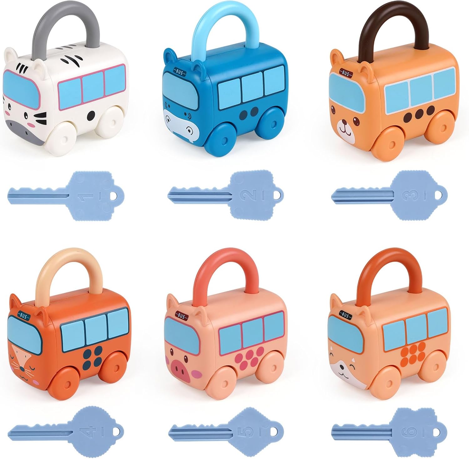 Amazon.com: Montessori Lock and Key Car Toys Numbers Matching Sorting ...