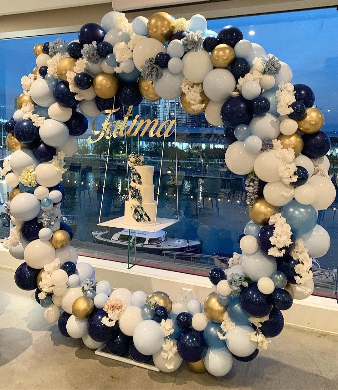 Blue Balloon Arch Garland Kit, 94 pcs Pastel Blue White Gold Balloons ...