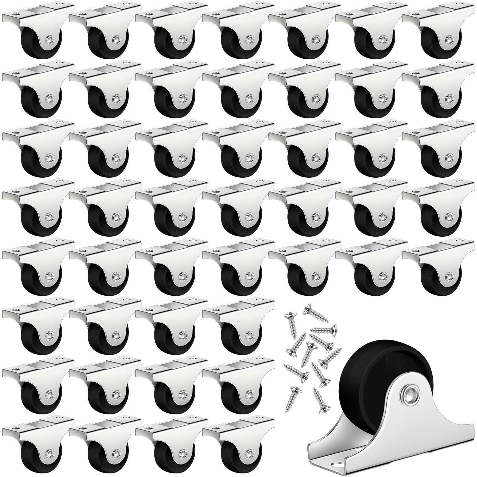 Snapklik.com : Maitys 48 Pcs 1" Small Casters Wheels Mini Rigid Non ...