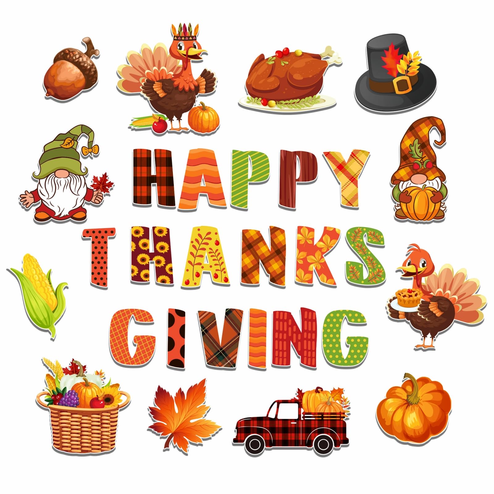 Amazon.com: 41 Pieces Thanksgiving Cutouts Fall Classroom Bulletin ...