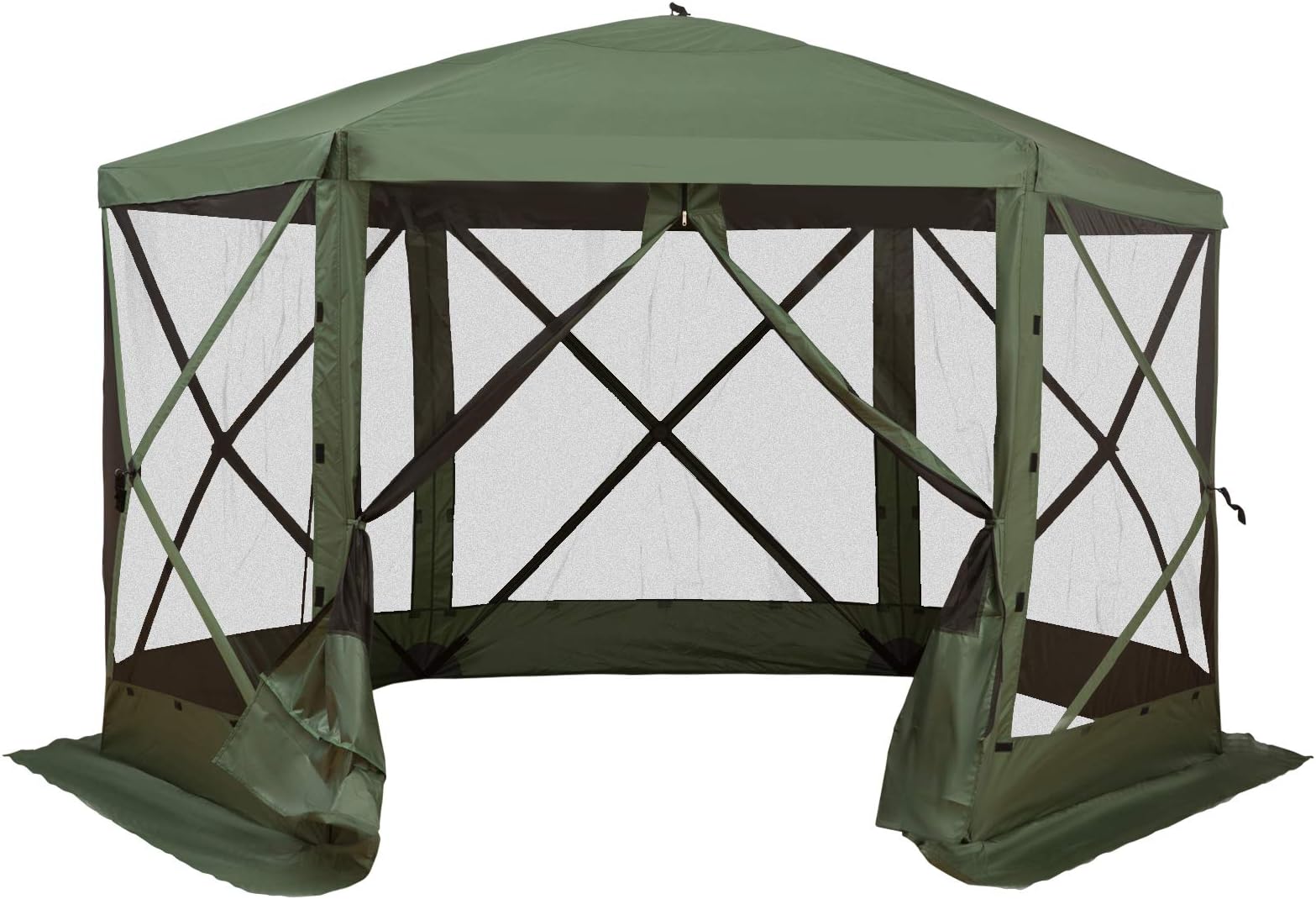 Outsunny 12' x 12' Hexagon Automatic Pop Up Screen Tents Camping ...